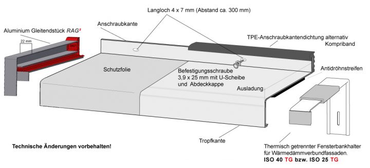 WDVS Wärmedämmverbundsystem Aluminium Fensterbanksystem